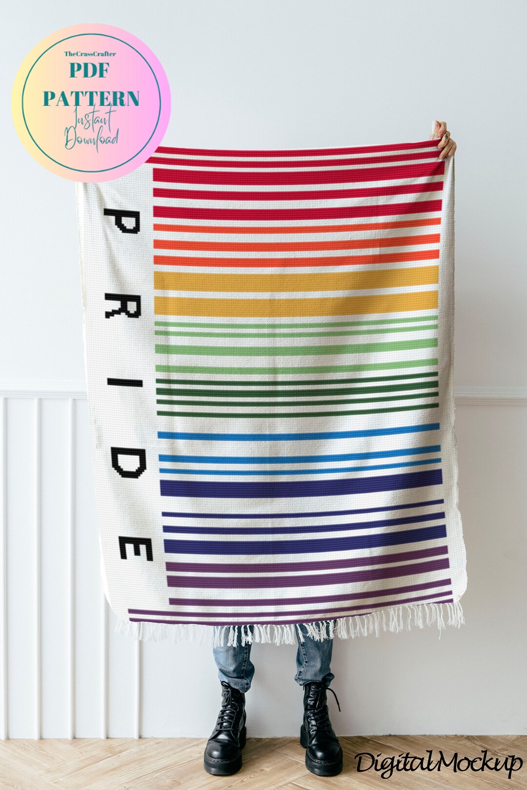Crochet Pattern//pride Barcode//single Crochet Tapestry//graph and ...