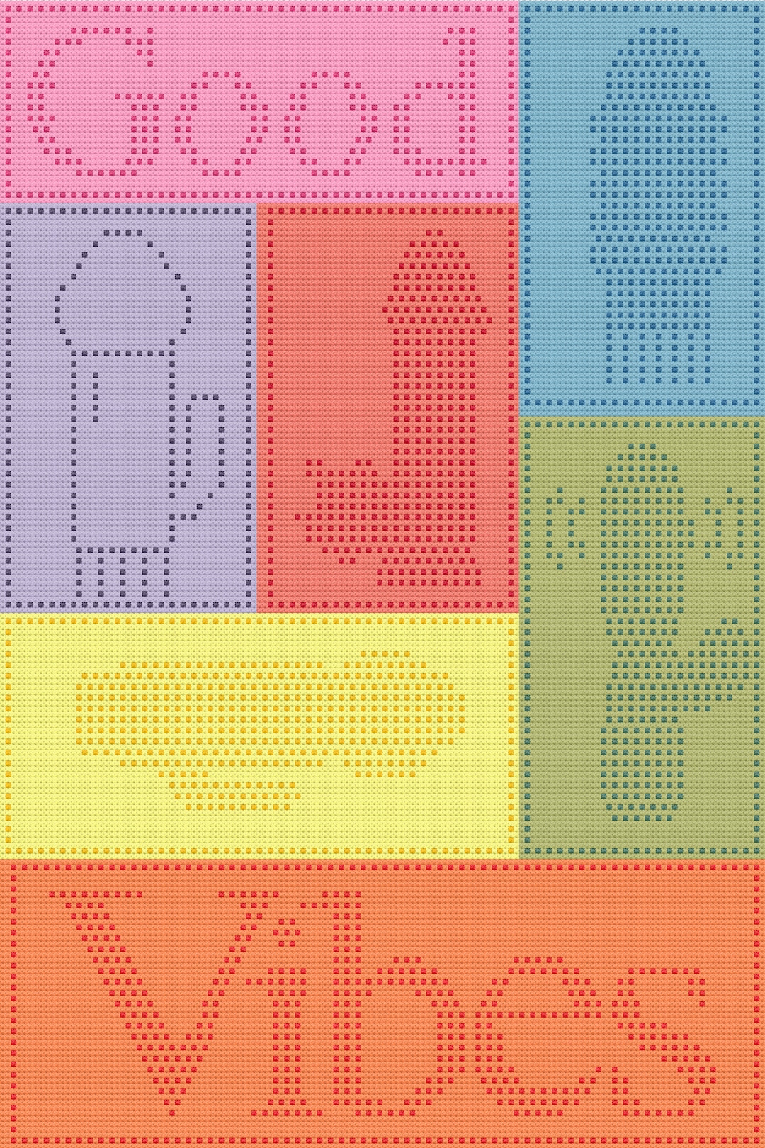 Crochet Pattern//good Vibes//bobble Stitch//graph and Written ...