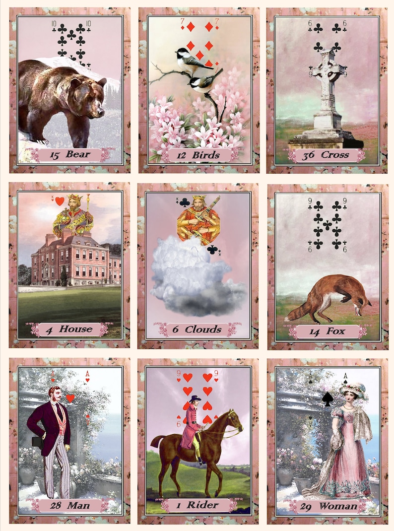 Blossom Lenormand Fortune Telling Oracle 36 Cards Poker Size. - Etsy