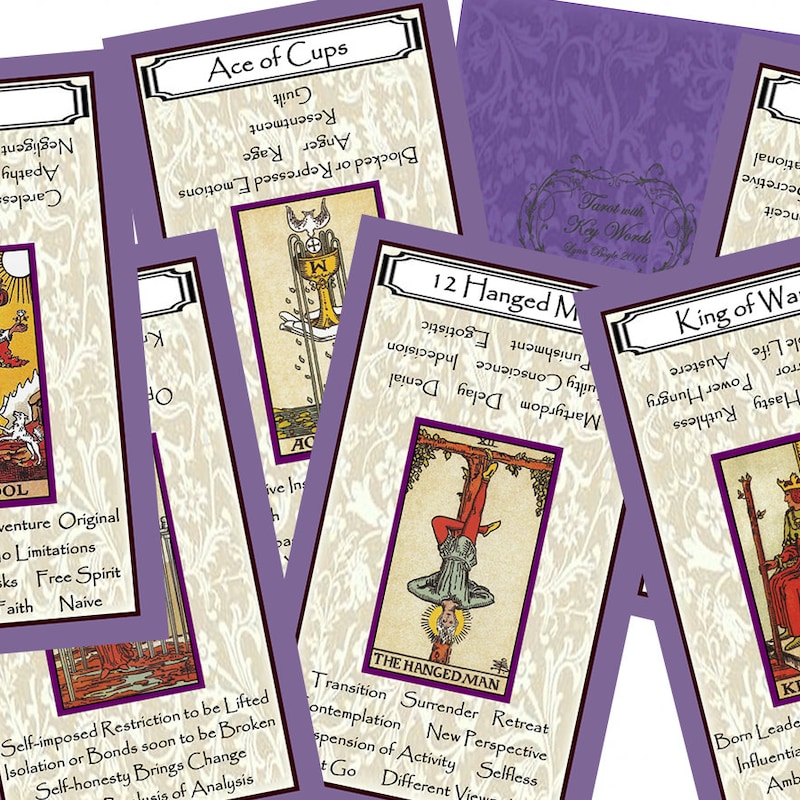 Tarot Cards With Key Words - Etsy
