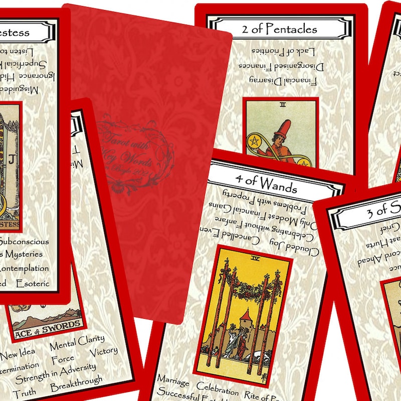 Tarot Cards With Key Words - Etsy