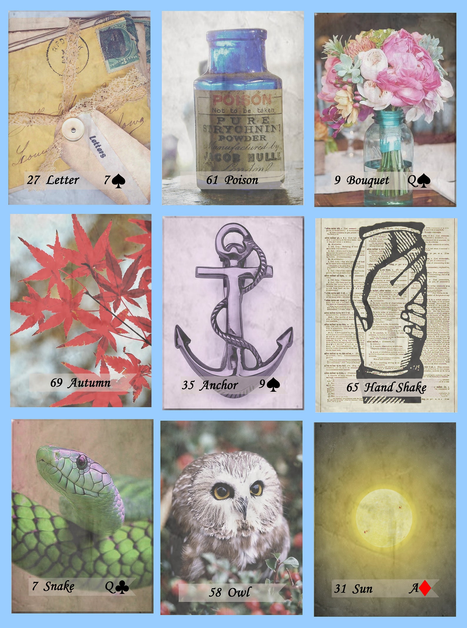 Aquarius Gypsy Lenormand-oracle Borderless Muted 72 Cards by | Etsy