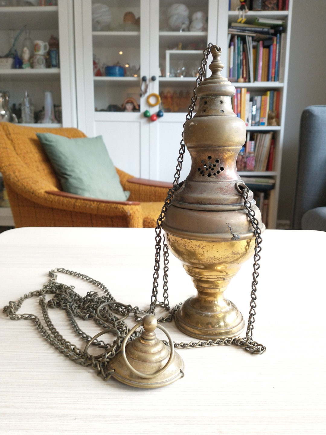 Antique Church Censer Triple Chain Incense Burner - Etsy