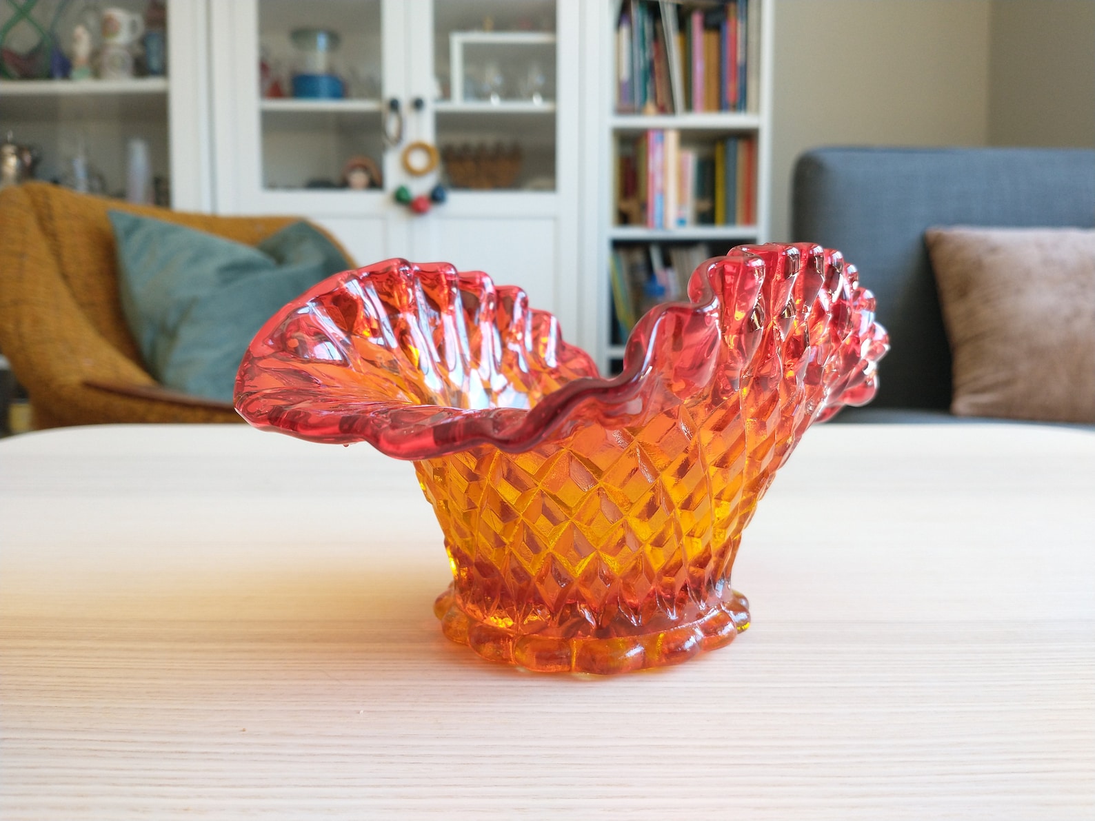Fenton Red Orange Glass, Bon Bon Dish, Wavy, Vintage - Etsy