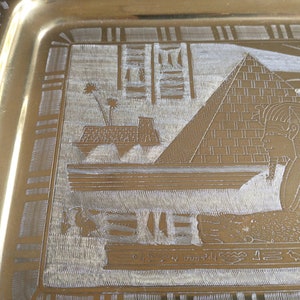 Egyptian Hand Etched Brass Tray / Giza / Pyramid / Sphinx / Ancient ...