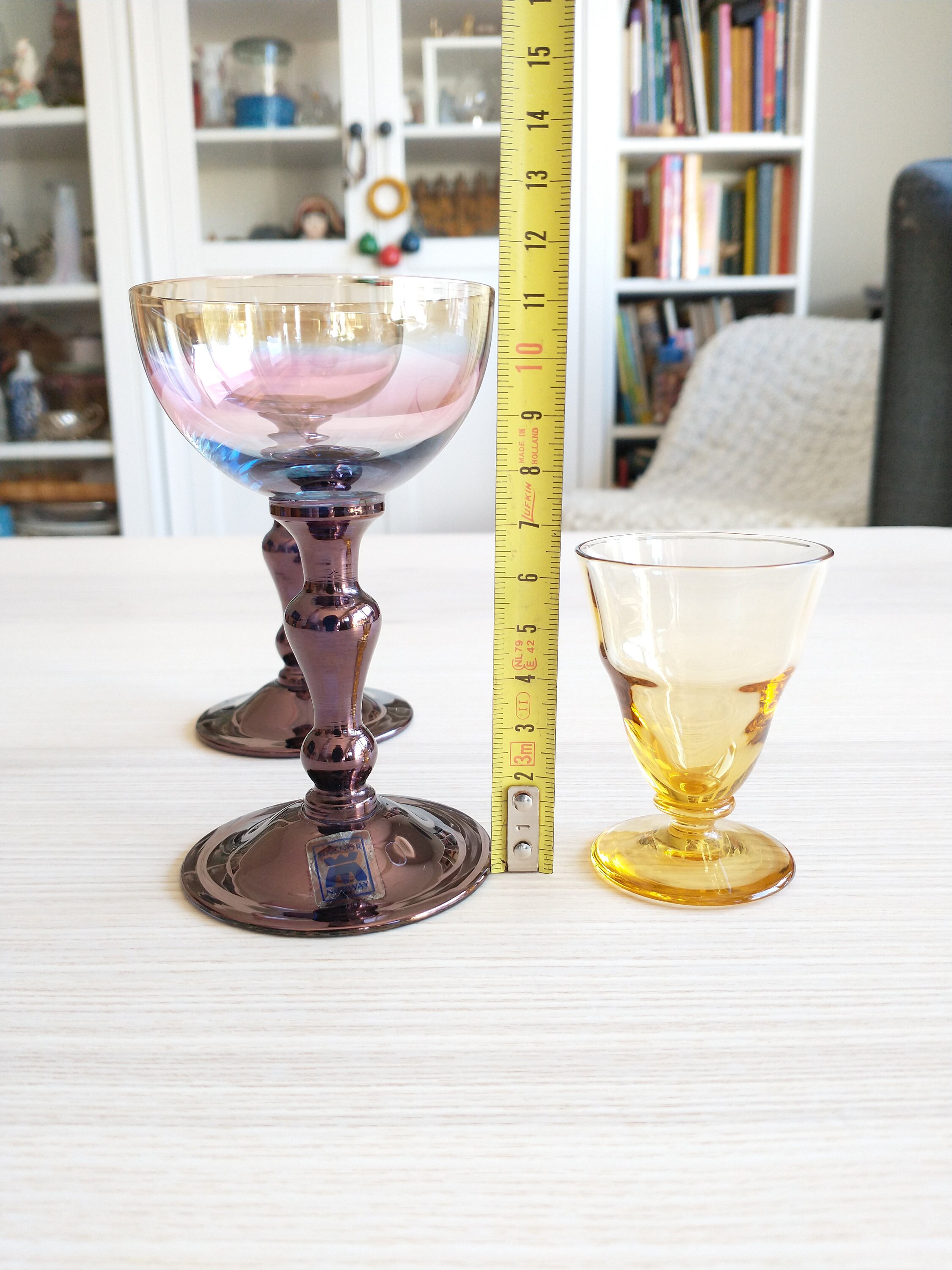 Set of 3 Norwegian Crystal Liquor Glasses, Purple, Honey Orange - Etsy