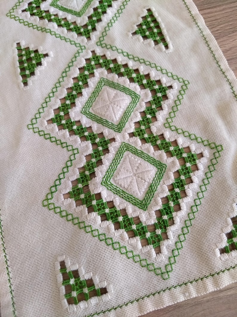 Norwegian Hand Embroidered Table Runner Hardanger Embroidery - Etsy