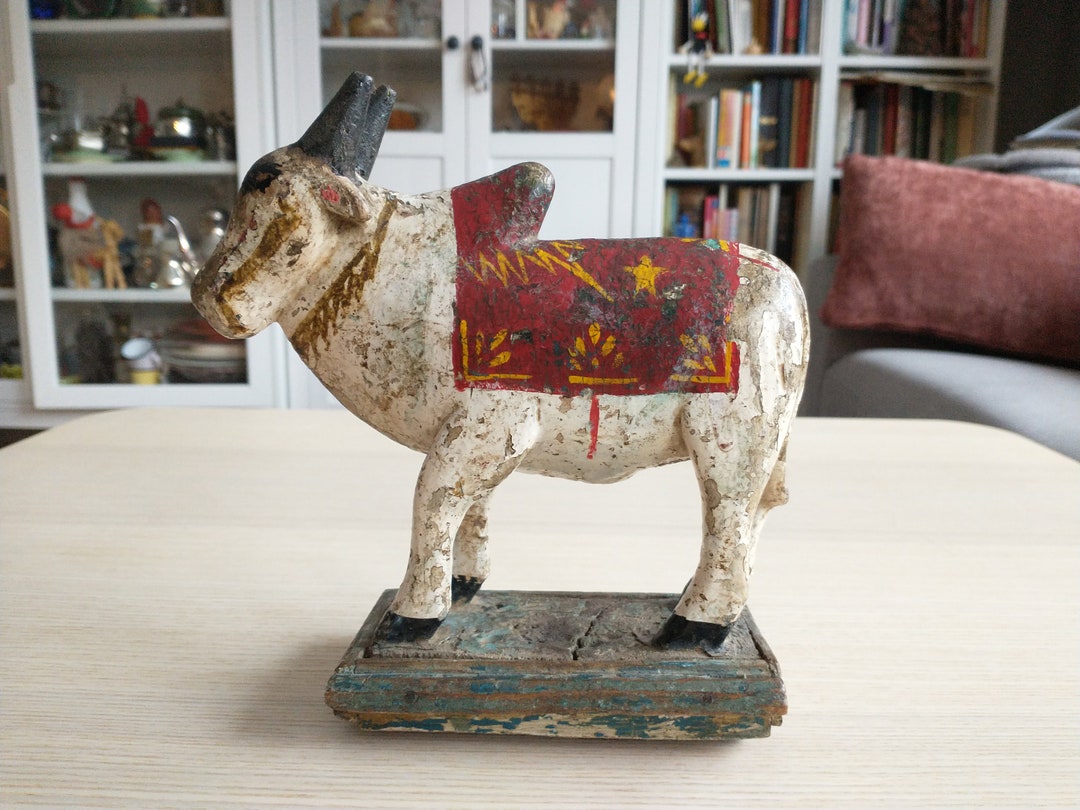 Antique Hand Painted Indian Nandi Cow / Folk Art / Rustic Ornament - Etsy