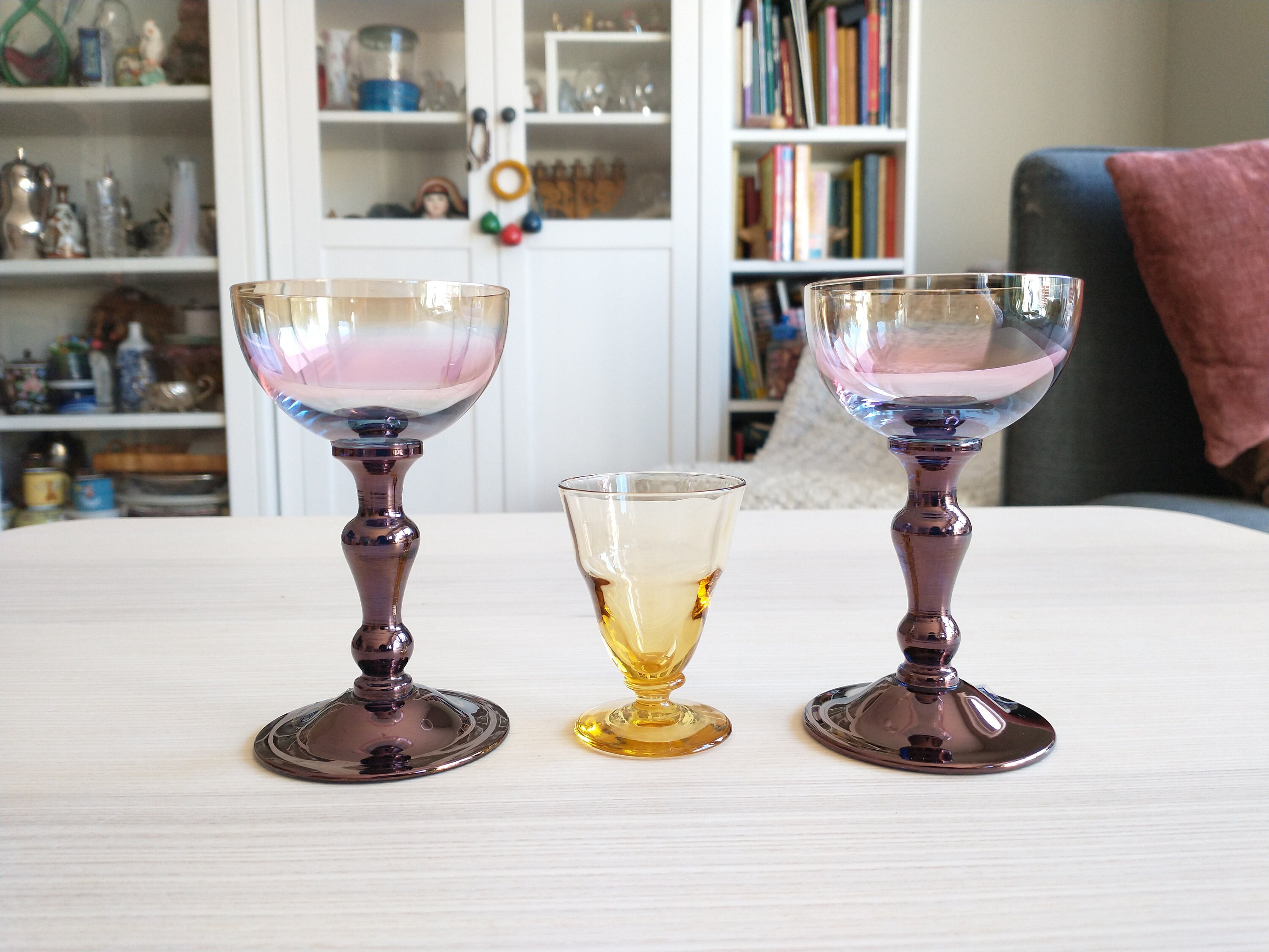 Set of 3 Norwegian Crystal Liquor Glasses, Purple, Honey Orange - Etsy