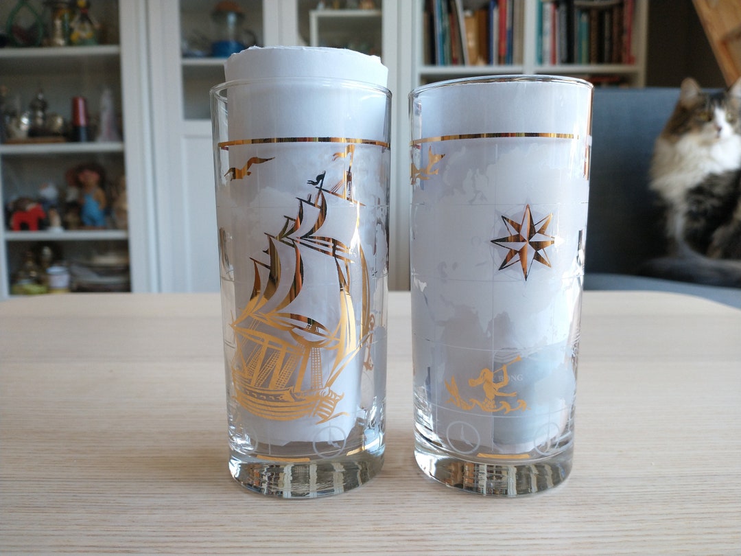 Pair Marine Adventure Mythology Tumblers / Mid-century Design / Gift - Etsy