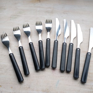 Rare Vintage Hackman Finland, Flatware for 5, Black, Finnish Design - Etsy