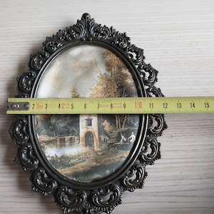 Small Italian Rococo Bronze Color Oval Photo Frame, Silk Printing, Wall ...