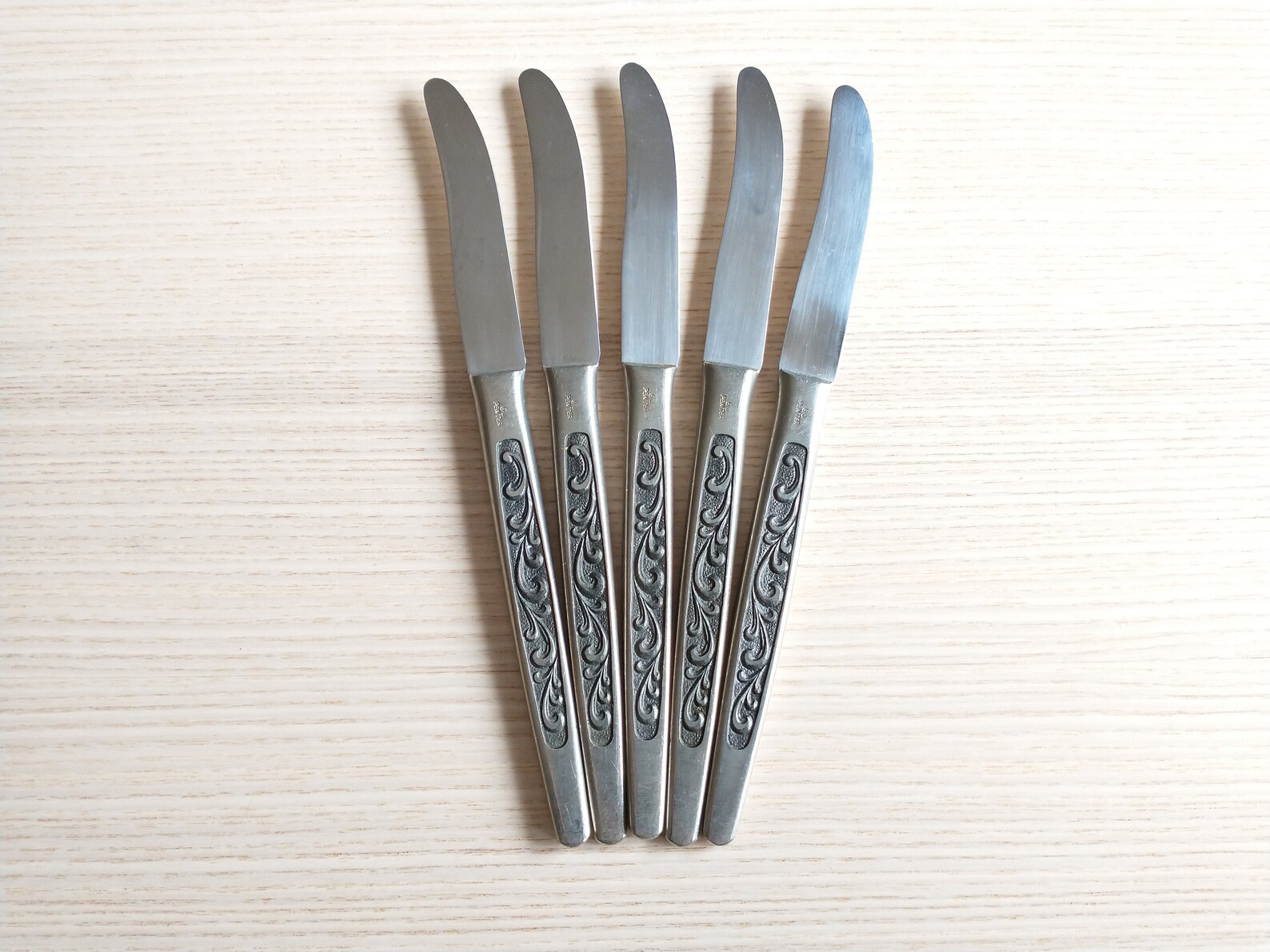 Set of 5 Norwegian Rosemaling Pewter Fruit Knives / - Etsy