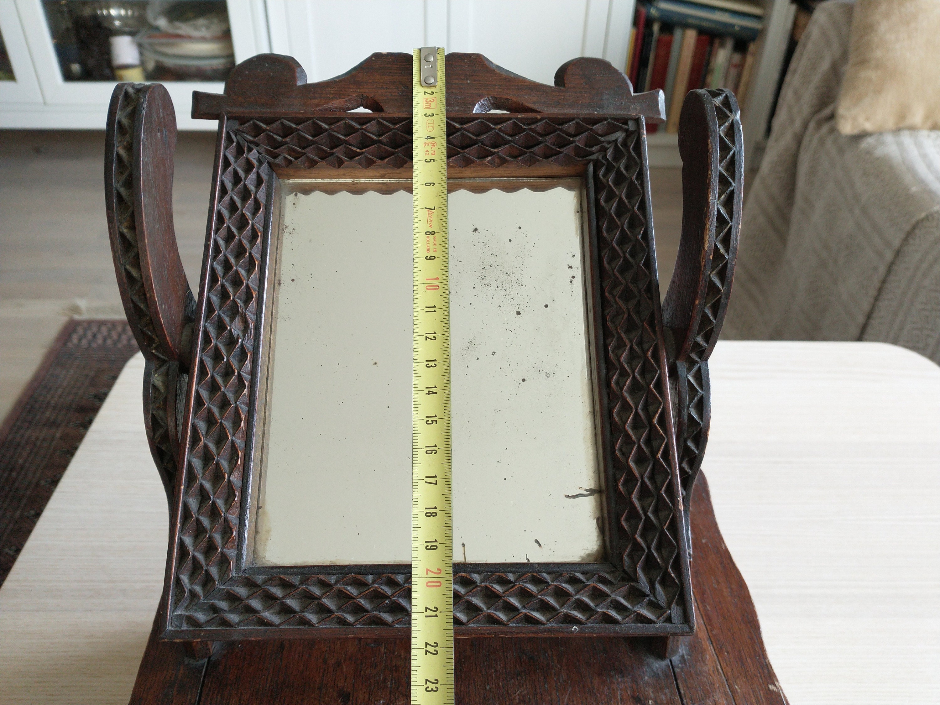 Antique Table Vanity / Barber Shelf and Mirror / Vintage Barber Shop ...