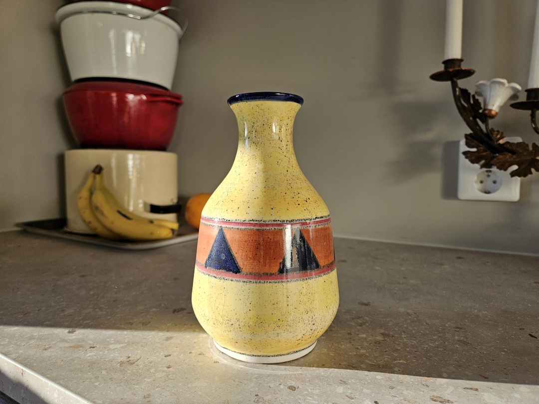 Eduardo Vega Hand Painted Yellow Pottery Vase/latin American Pottery - Etsy