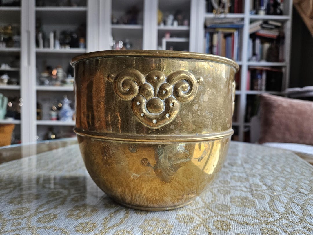 Vintage Brass Flower Pot, Victorian Style Paper Bin - Etsy