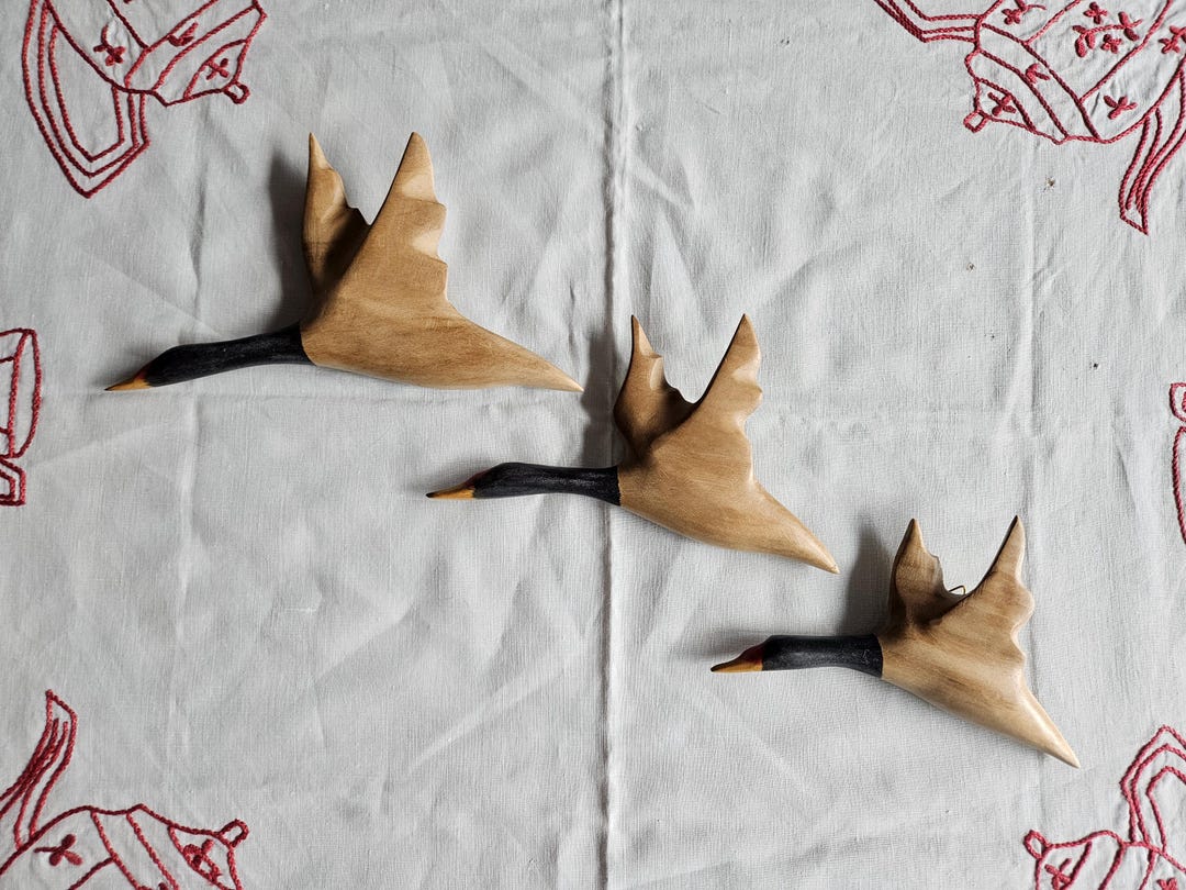 Set of 3 Hand Crafted Flying Geese/wall Hanging/wild Life - Etsy