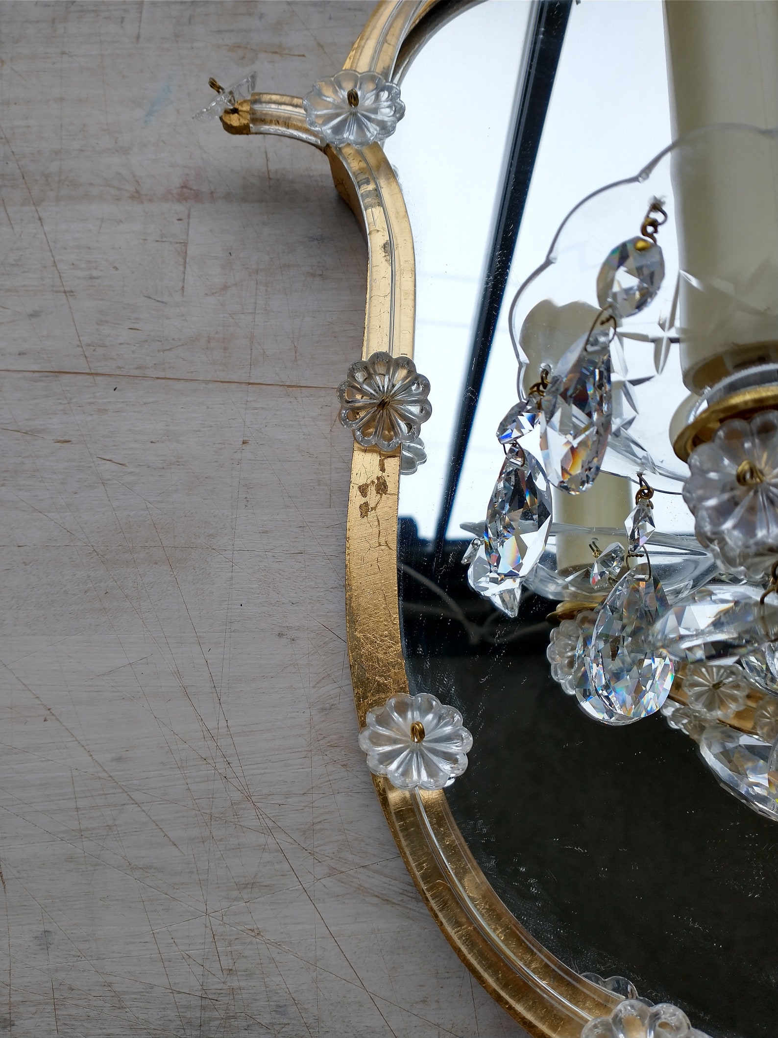 Stunning Gold Gilt Crystal Mirror Sconce Wall Decor Light - Etsy