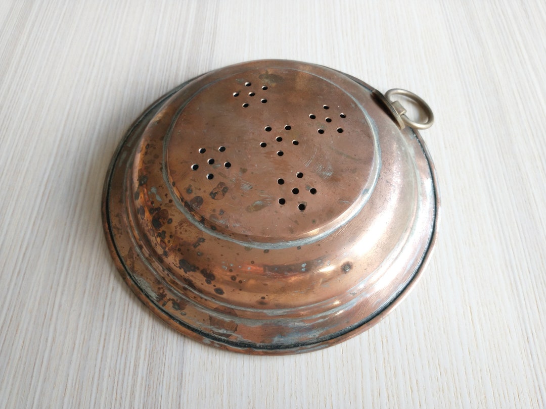 Rustic Copper Colander, Strainer, Primitive, Farmhouse, Vintage Kitchen ...