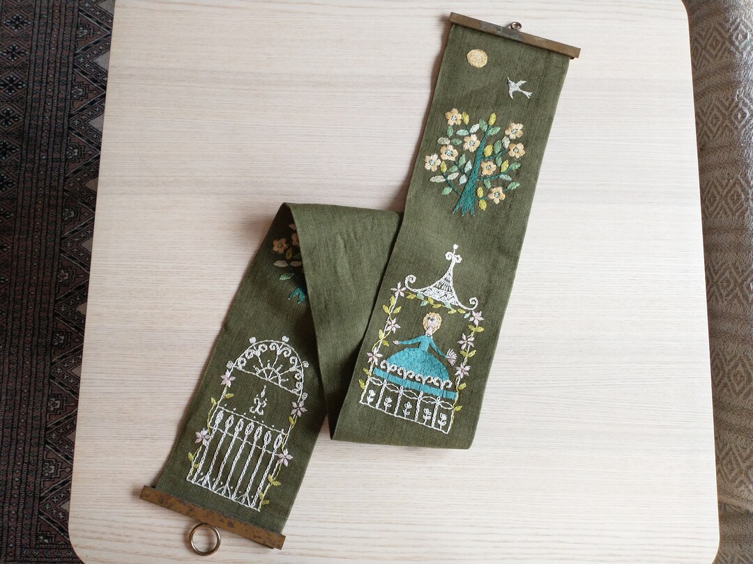 Lovely Scandinavian Princess Embroidery Bell Pull / Bird and Tree ...