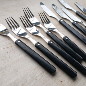 Rare Vintage Hackman Finland, Flatware for 5, Black, Finnish Design - Etsy