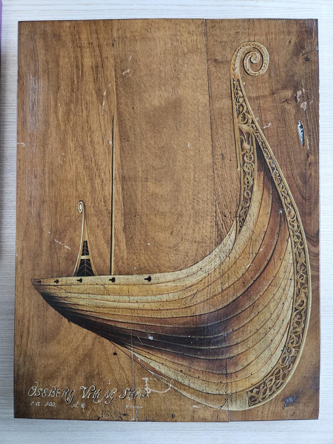 The Oseberg Ship/osebergskipet/viking Ship/wood Painting - Etsy