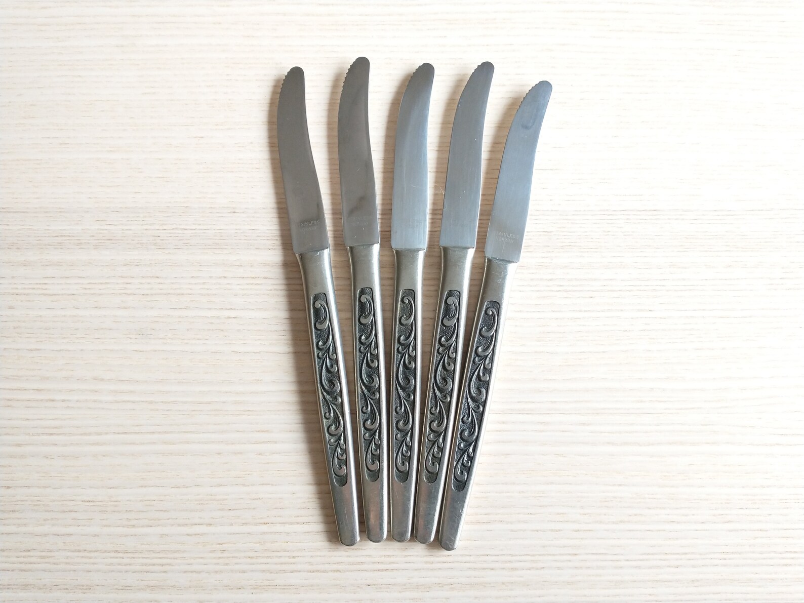 Set of 5 Norwegian Rosemaling Pewter Fruit Knives / - Etsy