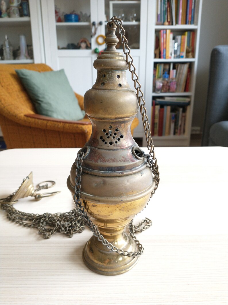 Antique Church Censer Triple Chain Incense Burner - Etsy