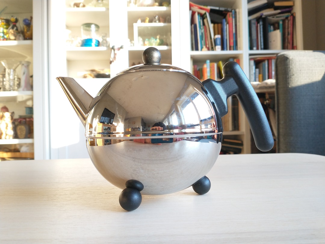 Bredemeijer Duet Bella Ronde Teapot, Double Wall, Silver and Black ...