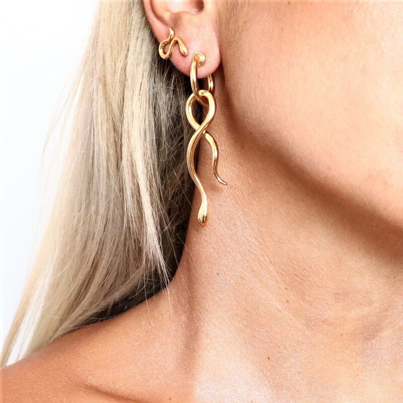 Gold Snake Earrings - Etsy