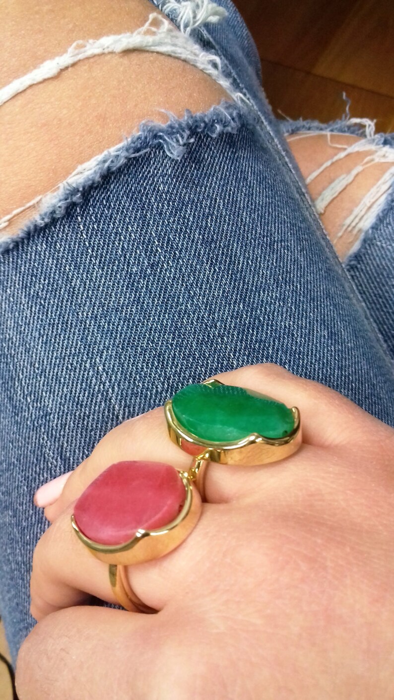 Raw Precious Stones Gold Ring Red stone ring gemstones | Etsy