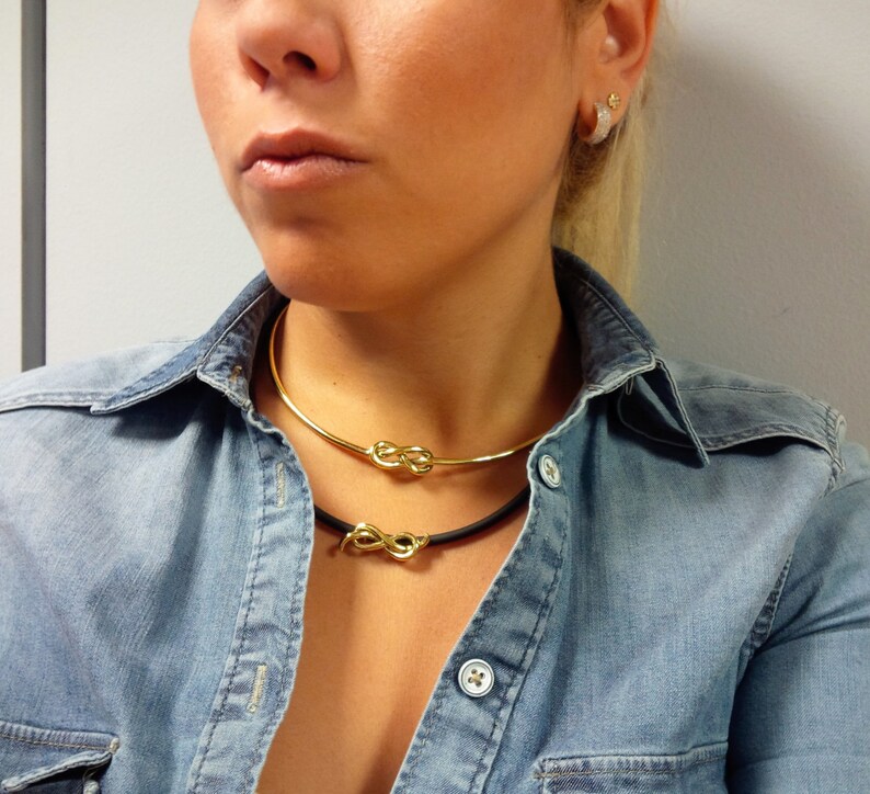 Eternity Knot Choker Necklace Gold-plated Collar Gold Minimal - Etsy