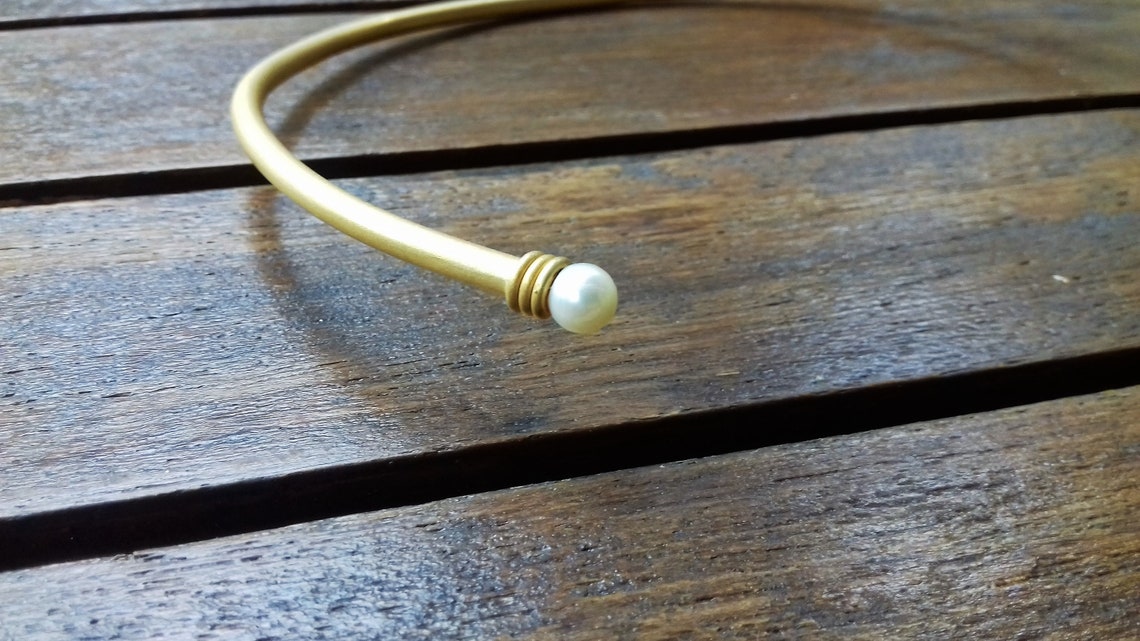 Pearl Choker Necklace Gold-plated '' Phos '' - Etsy