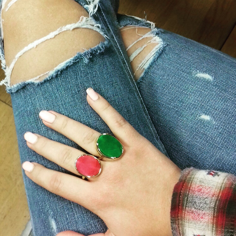 Raw Precious Stones Gold Ring Red stone ring gemstones | Etsy