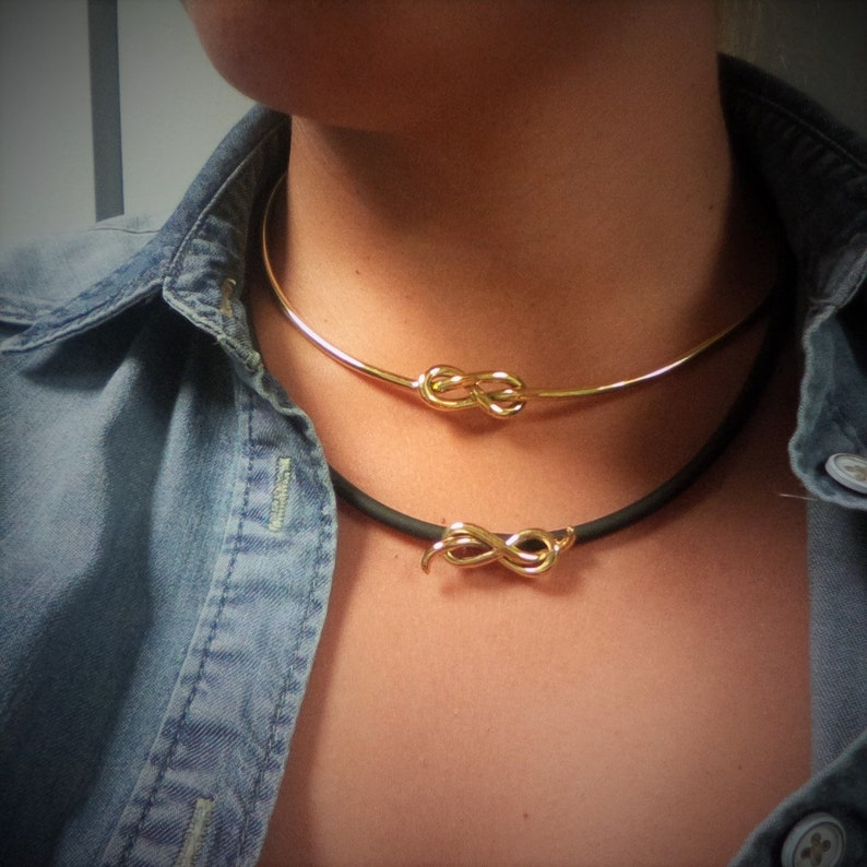 Eternity Knot Choker Necklace Gold-plated Collar Gold Minimal - Etsy