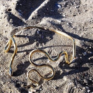 Handmade Brass Snake Collar Necklace: 18K Gold-plated Hinged Choker - Etsy