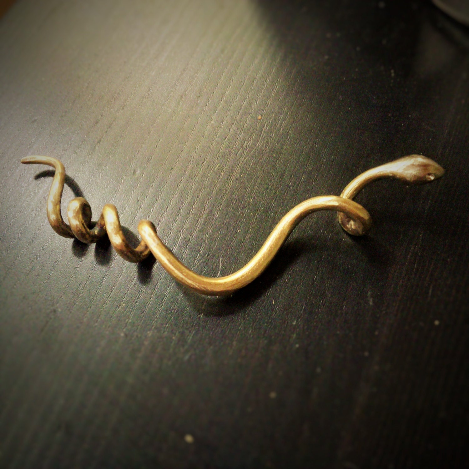 Gold Snake necklace on twisted silk rope handmade gold-plated | Etsy