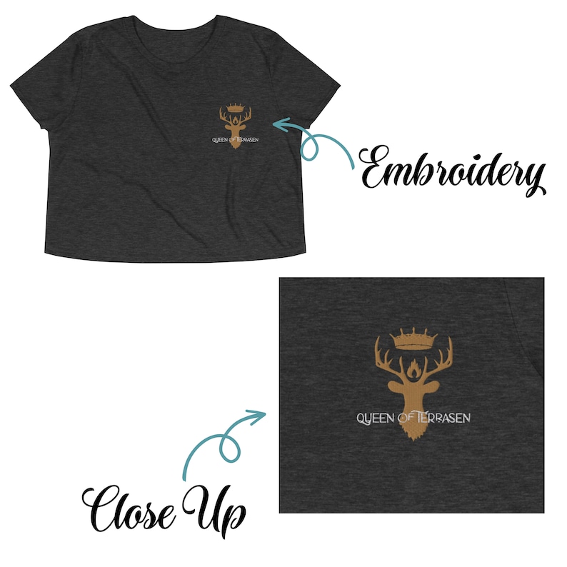 Queen of Terrasen Aelin Fireheart Embroidered Cropped Tee Throne of ...