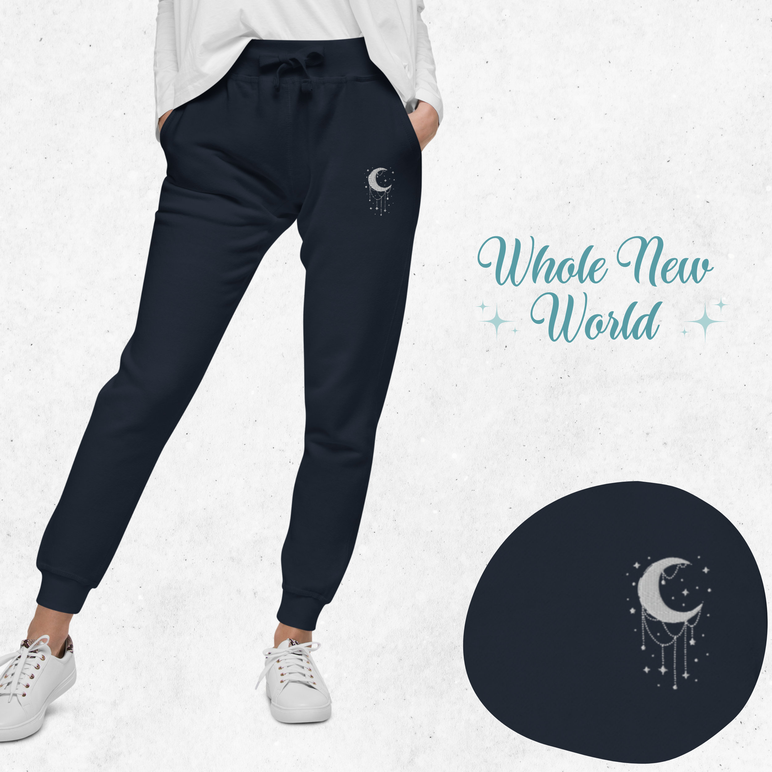 Celestial Moon Star Embroidered Unisex Fleece Sweatpants Cozy ...