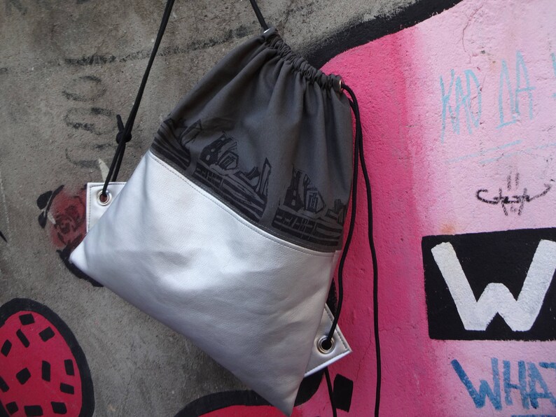 Canvas Drawstring Backpack Hand Printed Bag Canvas Rucksack | Etsy