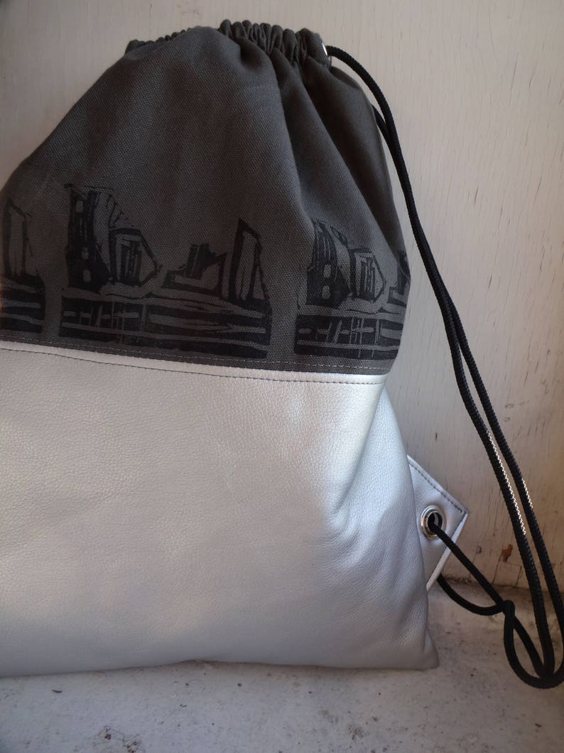 Canvas Drawstring Backpack Hand Printed Bag Canvas Rucksack | Etsy