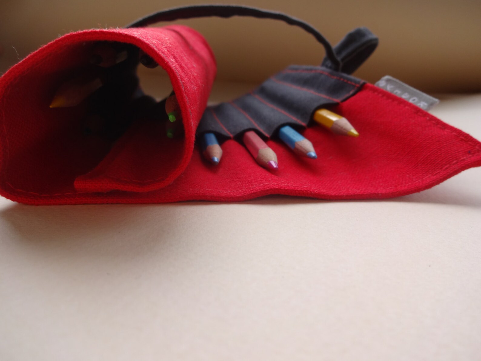 Roll up Pen Case, Red Pencil Case Handmade, Waldorf Roll Pencil Case ...