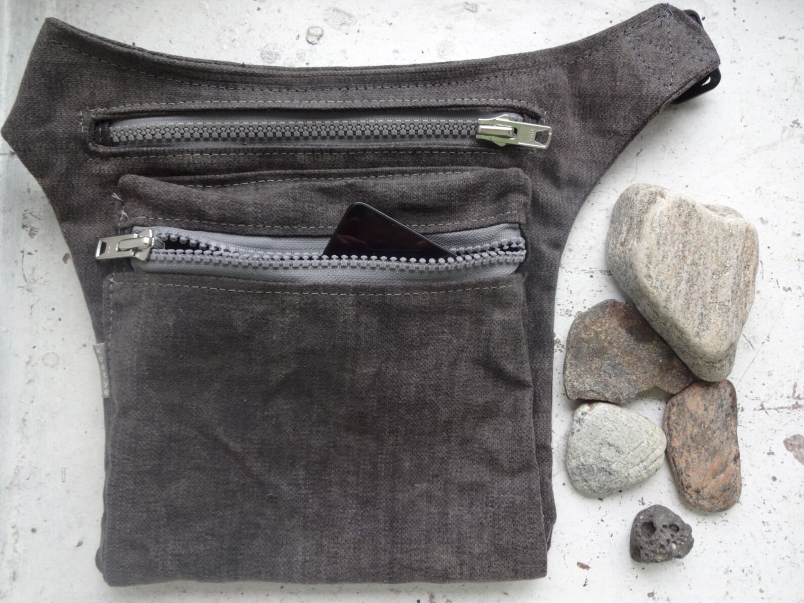 Gray Hip Bag Waxed Canvas Bum Bag Waxed Canvas Pouch | Etsy