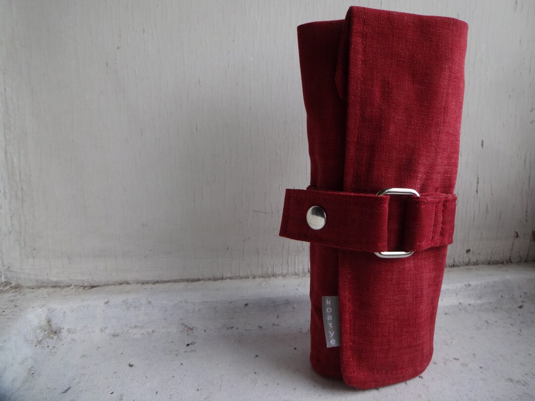 Red Pencil Case / Roll Pencil Case / Canvas Pencil Case / Handmade ...