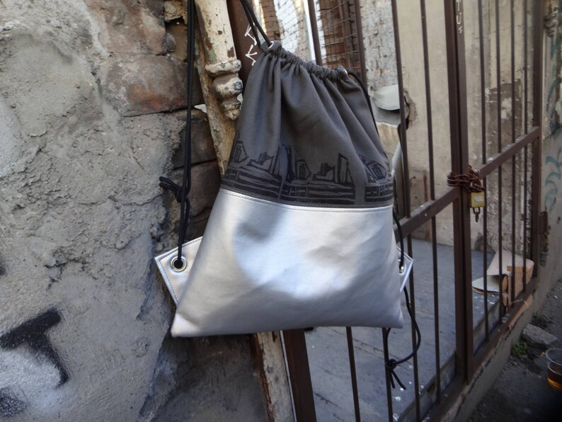 Canvas Drawstring Backpack Hand Printed Bag Canvas Rucksack | Etsy