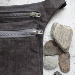 Gray Hip Bag ,waxed Canvas Bum Bag ,waxed Canvas Pouch, Festival Bag ...