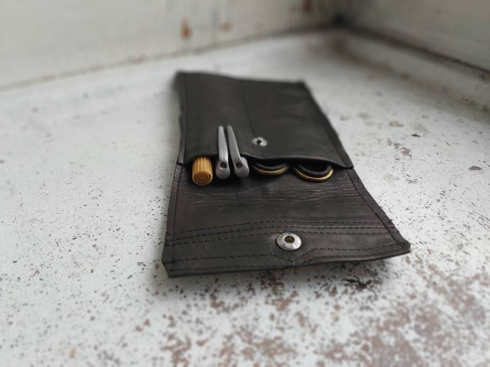 Snap Pencil Case Leather Pencil Case - Etsy