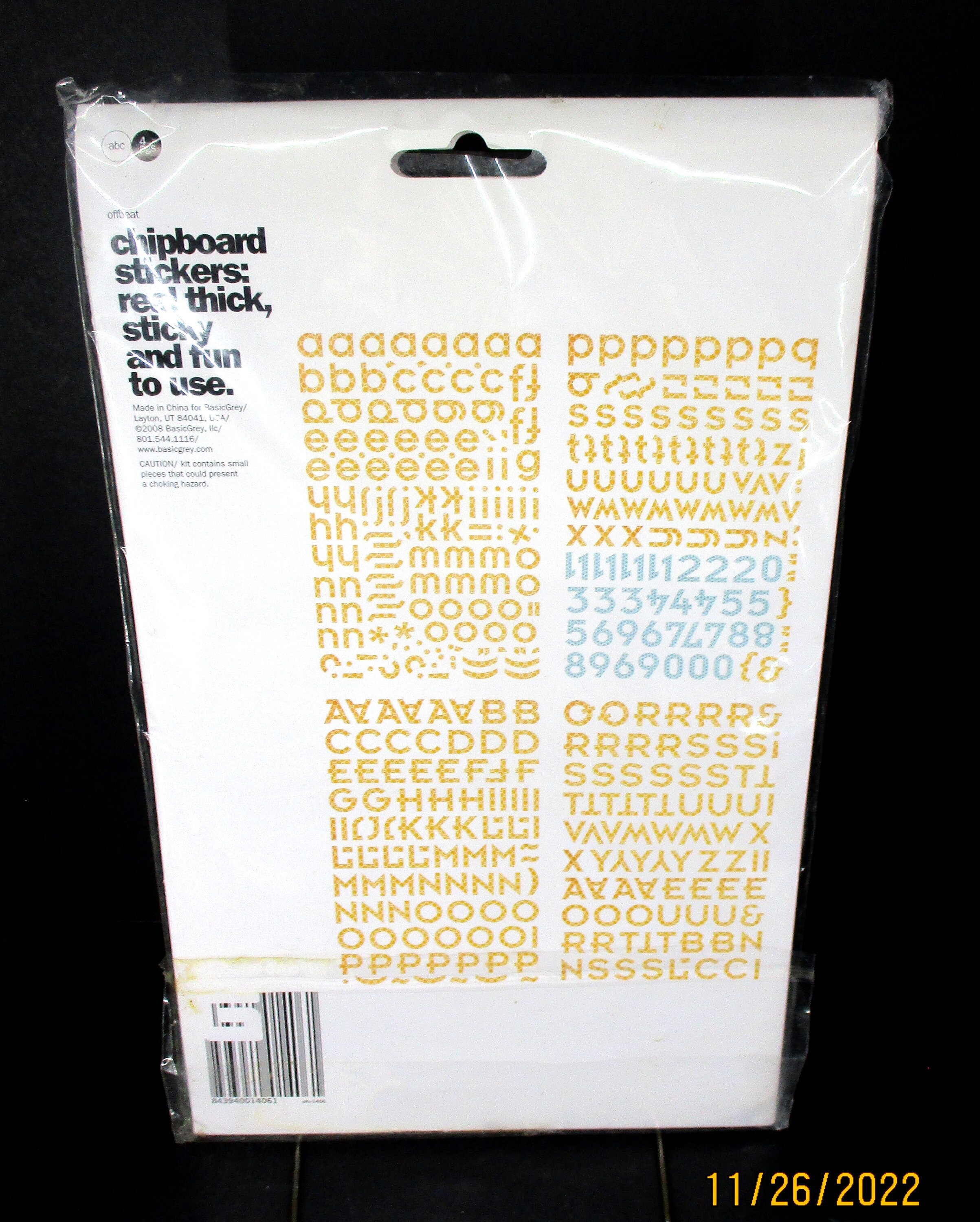 Basic Grey Offbeat Yellow Alphabet & Punctuation Chip Stickers Brand ...