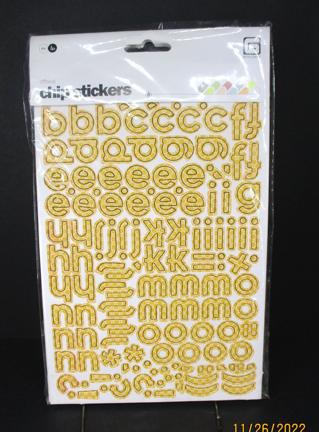 Basic Grey Offbeat Yellow Alphabet & Punctuation Chip Stickers Brand New - Etsy