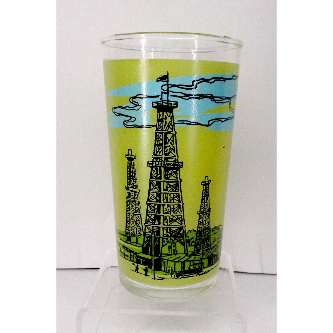 Long Beach Oil Milestones Glass Discovery of Oil Glass 1970's Signed ...